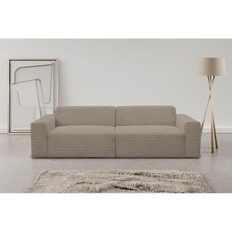 WERK2 Sofa &raquo;Zeus 3-Sitzer, Big-Sofa, Breite 256cm, Tiefe 105cm, modern & bequem&laquo; Curvy Trend 3-Sitzer mit urbaner Optik beige 90% Polyester, 10% Nylon