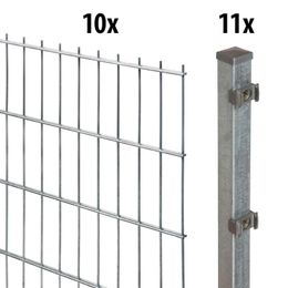 GARDEN 'N' MORE Doppelstabmattenzaun &raquo;Standard&laquo; 10 Elemente f&uuml;r 20 m, LxH: 200 x 103 cm, mit 11 Pfosten grau Kunststoff, Stahl