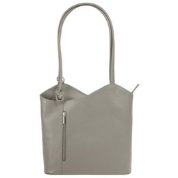 CLUTY Damen Cityrucksack echt Leder, Made in Italy grau B/H/T: 29cm x 28cm x 9cm, onesize