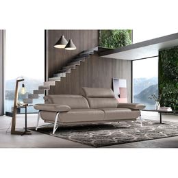 Egoitaliano 2,5-Sitzer &raquo;Anais, Designsofa mit erstklassigem Sitzkomfort, Fu&szlig;farbe chrom&laquo; Kopfteil verstellbar, 232 cm, Leder BACIO, safari beige Leder BULL (