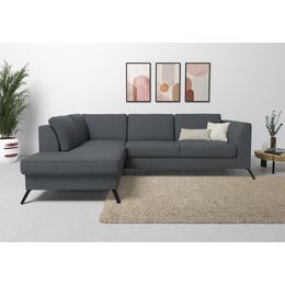 Sit & More sit&more Ecksofa &raquo;Olsen L-Form&laquo; inklusive Sitztiefenverstellung, wahlweise mit Bettfunktion, 15cm hoch grau 98% Polyester 2%Polyamid
