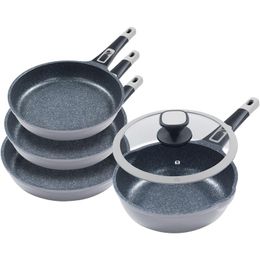 King Pfannen-Set &raquo;Moonscape&laquo; Aluminiumguss Set, je 1 Pfanne &Oslash; 20/24/28/24 cm, H: 4,5/5/5,5/7,5 cm, - 1/1,9/2,5/2,8 l, 5 Stk. tlg. abnehmbarer Griff, 