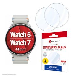 Displex Displayschutzglas &raquo;Smartwatch Glass Unbreakable Protector&laquo; f&uuml;r Samsung Galaxy Watch6 44 mm;Samsung Galaxy Watch7 44 mm Packung, 2x Hybrid Glass, 