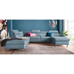exxpo - sofa fashion Wohnlandschaft &raquo;Maretto, bequem und komfortabel, viel Platz, Breite 330cm, U-Form&laquo; inkl. Kopfteilverstellung f&uuml;r mehr Sitzkomfort