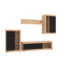 Inosign Wohnzimmer-Set &raquo;Rosso Wohnwand, Mediawand, Anbauwand, f&uuml;r TV bis 60', Breite 267 cm&laquo; Komplett-Set, 4-st, 4 Stk. tlg. braun Glas, Kunststoff, 