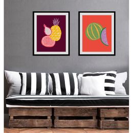 queence Bild &raquo;Kimmy&laquo; Essen Figuren Kunst Lebensmittel Obst Obst Bilder 1 Stk. tlg. HD Premium Poster-Druck inkl. Holzrahmen bunt Acrylglas, Holz, 