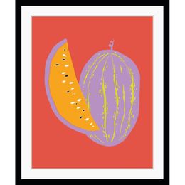queence Bild &raquo;Marleen&laquo; Kunst Lebensmittel Obst Obst Bilder Wassermelone HD Premium Poster-Druck inkl. Holzrahmen schwarz Acrylglas, Holz, Papier