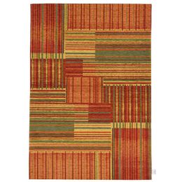 Tom Tailor HOME Teppich &raquo;Stripy Pat&laquo; rechteckig 5 mm H&ouml;he Flachgewebe, modernes Patchworkdesign, gestreift, Chenille, Wohnzimmer orange Baumwolle, 