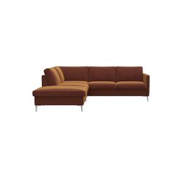 FLEXLUX Ecksofa &raquo;Fiore, L-Form&laquo; schmale Armlehnen, F&uuml;&szlig;e alufarben, B/T 234/225 cm, Kaltschaum im Sitz braun 100% Polyester