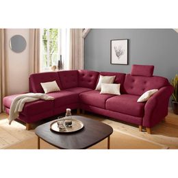 Home Affaire Ecksofa &raquo;Trondheim L-Form&laquo; mit Federkern rot Struktur weich ( 97% Polyester, 3% Baumwolle);Luxus-Microfaser ALTARA NUBUCK (100% Polyester