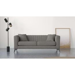 Home Affaire 3-Sitzer &raquo;MATTHEW elegantes Designsofa, Ma&szlig;e B/T/H: 201/86/74 cm&laquo; feine Steppung im R&uuml;ckenbereich, lose Sitzkissen, incl. Zierkissen grau