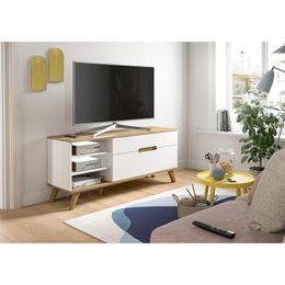Home Affaire Lowboard &raquo;Alesund, Breite 140 cm, 1 Klappe, 1 Schubkasten, konischer Fu&szlig;&laquo; Scandi-Look, TV-M&ouml;bel, TV-Schrank, TV-Lowboard, Mediaboard, 