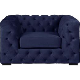 Home Affaire Chesterfield-Sessel &raquo;Kalina Sessel&laquo; mit klassischer Chesterfield-Knopfheftung, sehr hochwertige Qualit&auml;t blau 100% Polyester