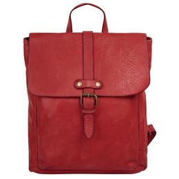Samantha Look Damen Cityrucksack Echt Leder, Made in Italy rot B/H/T: 25cm x 32cm x 7cm, onesize