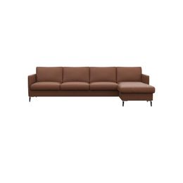FLEXLUX Ecksofa &raquo;Fiore, L-Form, bequem und komfortabel durch hochwertigem Sitzaufbau&laquo; schmale Armlehnen, Kaltschaum, F&uuml;&szlig;e Alu+schwarz braun