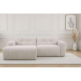 OTTO home Ecksofa &raquo;Tapley&laquo; Breite 221 cm,Boucle, Struktur fein, mit Knopfsteppung, bodentief 100% polyester