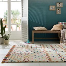 FLAIR RUGS Teppich &raquo;PRAIRIE&laquo; rechteckig 20 mm H&ouml;he mit Fransen und verspieltem Design bunt Kunstfaser