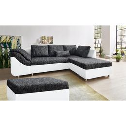 Collection AB Ecksofa &raquo;Sally L-Form&laquo; mit und ohne Bettfunktion, inklusive loser R&uuml;cken- und Zierkissen schwarz-wei&szlig; Microfaser PRIMABELLE (100% 