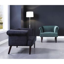 ATLANTIC HOME COLLECTION Sessel &raquo;Charlie&laquo; Loungesessel mit Wellenunterfederung schwarz Samtvelours (100% Polyester)