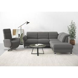 Sit & More sit&more Ecksofa &raquo;Grenoble L-Form mit Federkern&laquo; wahlweise mit Bettfunktion, Bettkasten, Arm- und Kopfteilverstellung grau