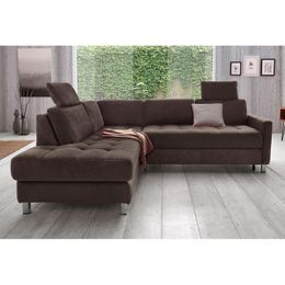 Sit & More sit&more Ecksofa &raquo;Pablo L-Form&laquo; wahlweise mit Bettfunktion braun Struktur fein (100% Polyester);Struktur (100% Polyester)