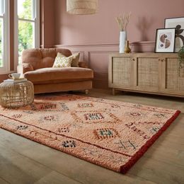 FLAIR RUGS Wollteppich &raquo;Sahara Shaggy&laquo; rechteckig 25 mm H&ouml;he Sahara Shaggy Teppich aus Berberwolle rosa Wolle