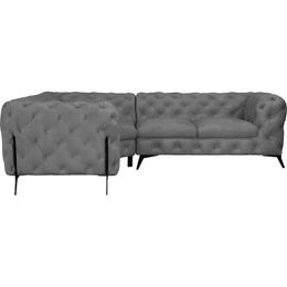 Home Affaire Chesterfield-Sofa &raquo;Amaury L-Form&laquo; moderne Chersterfield-Optik, Breite 262 cm, Fu&szlig;farbe w&auml;hlbar grau Struktur (100% Polyester);Samtoptik (