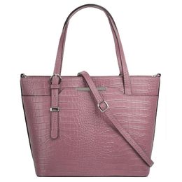 CLUTY Damen Henkeltasche echt Leder, Made in Italy rosa