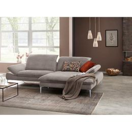 W.Schillig Ecksofa &raquo;enjoy&MORE, mit tollem Sitzkomfort, elegant und bequem, L-Form&laquo; mit Sitztiefenverstellung, F&uuml;&szlig;e silber matt, Breite 294 cm grau 