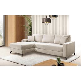 exxpo - sofa fashion Ecksofa &raquo;Quattro schlicht & zeitlos, bequem, L-Form, B/T: 247/162 cm&laquo; wahlweise mit Bettfunktion, Bettkasten beige