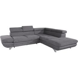 COTTA Ecksofa &raquo;Enterprise L-Form&laquo; mit Arm- & Kopfteilverstellung, wahlweise mit Bettfunktion grau Struktur (100% Polyester );Chenille (90% Polyester; 