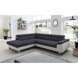 COTTA Ecksofa &raquo;Komaris L-Form, B: 249 cm&laquo; mit Kopfteilverstellung, optional Bettfunktion, Bettkasten & Licht grau Microfaser PRIMABELLE (100% 