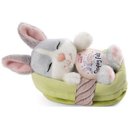 Nici Kuscheltier &raquo;Sleeping Pets, Hase grau/wei&szlig;, 12 cm&laquo; im K&ouml;rbchen grau Kuscheltier