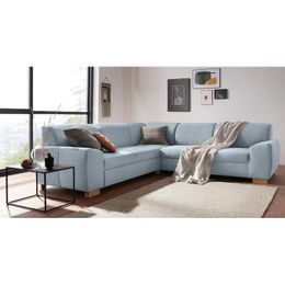 DOMO collection Ecksofa &raquo;Incanto kubische Formensprache, komfortabel, flache Armlehnen, L-Form&laquo; wahlweise mit Bettfunktion blau
