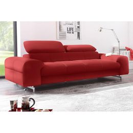 COTTA 3-Sitzer &raquo;Chef&laquo; Big-Sofa mit Kopfteilverstellung, edle Metallkufen rot Luxus-Microfaser (100% Polyester);Softlux -Kunstleder;Leder Pampas (