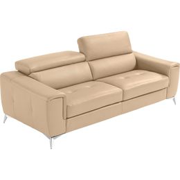 Egoitaliano 2,5-Sitzer &raquo;Francine, Designsofa, Loungesofa, Breite 213 cm, Fu&szlig;farbe chrom&laquo; Designfu&szlig;, Leder BULL, champagner beige Leder &raquo;BULL&laquo; (echtes Rindsleder).