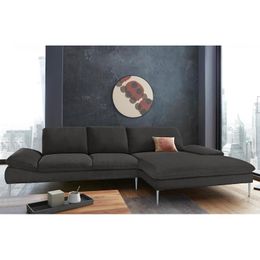 W.Schillig Ecksofa &raquo;enjoy&MORE, Designsofa, bequem, zeitlos und elegant, L-Form&laquo; mit Sitztiefenverstellung, F&uuml;&szlig;e silber matt, Breite 340 cm grau 