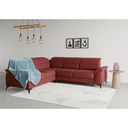 Sit & More sit&more Ecksofa &raquo;Sinatra L-Form&laquo; optinal mit Kopfteilverstellung und Armteilfunktion, Metallf&uuml;&szlig;e rot 100% Polyester