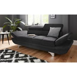COTTA 2-Sitzer &raquo;Enterprise&laquo; Big-Sofa, mit Armteilverstellung & Kopfteilverstellung schwarz Struktur (100% Polyester );Chenille (90% Polyester; 10% 