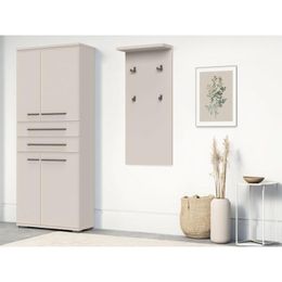 OTTO home Garderobenpaneel &raquo;Opera, Wandregal, mit Haken, mit Regal, in Kaschmirfarbe&laquo; Wandgarderobe, Aufh&auml;nger, H&ouml;he 100cm, mit 4 Hakken beige Metall,