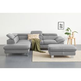 COTTA Ecksofa &raquo;Driver L-Form&laquo; mit Kopfteilverstellung, wahlweise mit Bettfunktion & Bettkasten grau Kunstleder SOFTLUX ;LEDER BEEFY (ein abgedecktes 