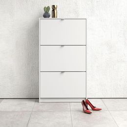 Inosign Schuhschrank &raquo;Shoes Schuhaufbewahrung, Schuhkommode, Schuhregal,&laquo; mit drei Klappen, 2 B&ouml;den, H&ouml;he 123 cm, ca. 18 Paar Schuhe wei&szlig; FSC -