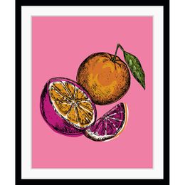 queence Bild &raquo;Mara&laquo; Kunst Lebensmittel Obst Obst Bilder Orange HD Premium Poster-Druck inkl. Holzrahmen bunt Acrylglas, Holz, Papier