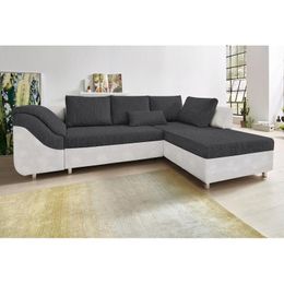Collection AB Ecksofa &raquo;Sally L-Form&laquo; mit und ohne Bettfunktion, inklusive loser R&uuml;cken- und Zierkissen grau Microfaser PRIMABELLE (100% Polyester) / 