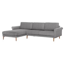 Creation BY ROLF BENZ Ecksofa &raquo;CR.450, Designecksofa, L-Form&laquo; Armlehne Schnecke modern Landhaus, Breite 262 cm, Fu&szlig; Nussbaum grau Chenille COCO (72% 