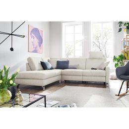 3C Candy Ecksofa &raquo;Mainau modern und elegant, mit gutem Sitzkomfort, L-Form&laquo; wahlweise mit elektrischer Relaxfunktion, Federkern wei&szlig; Struktur ( 100% 
