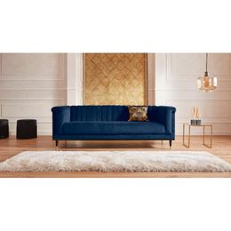 Home Affaire 3-Sitzer &raquo;Chamby&laquo; mit Holzrahmen unten und Steppung im Lehnenbereich blau 100% Polyester;Samtoptik (100% Polyester), Scheuertouren >