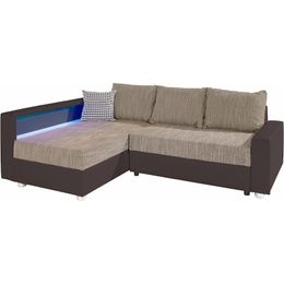 Collection AB Ecksofa &raquo;Relax L-Form&laquo; inklusive Bettfunktion, Federkern, wahlweise mit RGB-LED-Beleuchtung braun Zierkissen: 100%Polyester;Struktur (