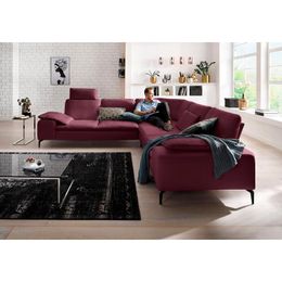 W.Schillig Ecksofa &raquo;valentinoo, Designsofa, elegant und bequem, L-Form&laquo; mit Sitztiefenverstellung, Breite 318 cm rot Longlife Xtra-Leder Z69: Das 