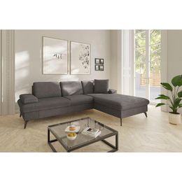 Sit & More sit&more Ecksofa &raquo;Morris Jubi L-Form, B: 247 cm&laquo; mit Armteilfunktion & 1 Zierkissen, optional Bettfunktion braun 100% Polyester